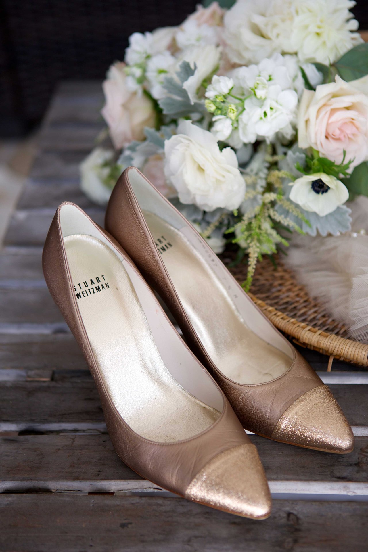 Champagne-Colored Heels with Pointed Toe