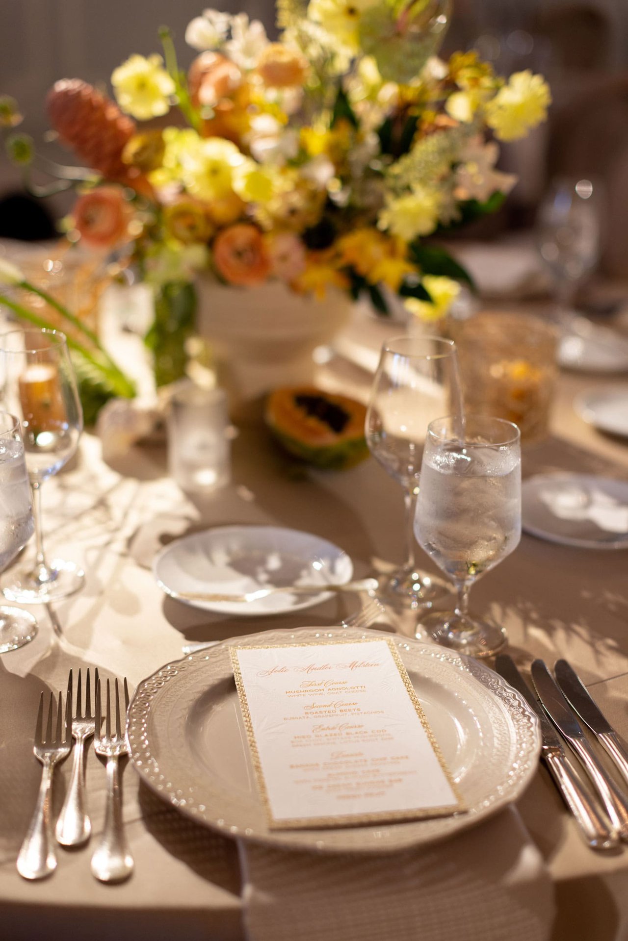 Elegant Place Setting with Woven Menu