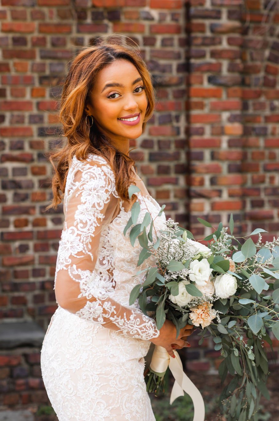 Lace Long-Sleeve Wedding Dress by Avery Austin