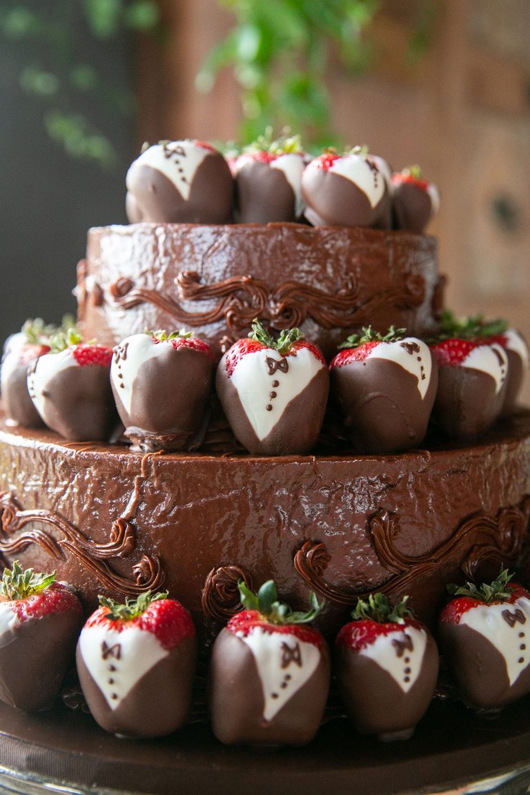 Groom's Chocolate Cake with Strawberries