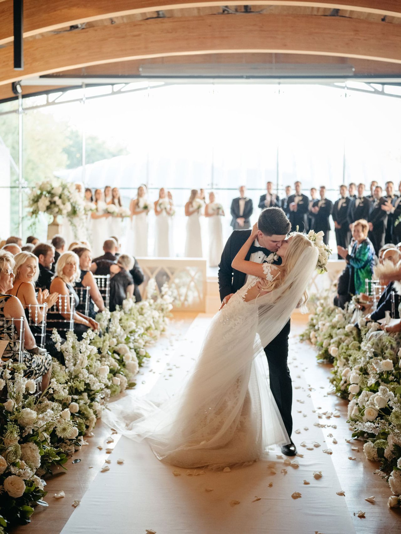 Mr. and Mrs. Kiss After Wedding Ceremony