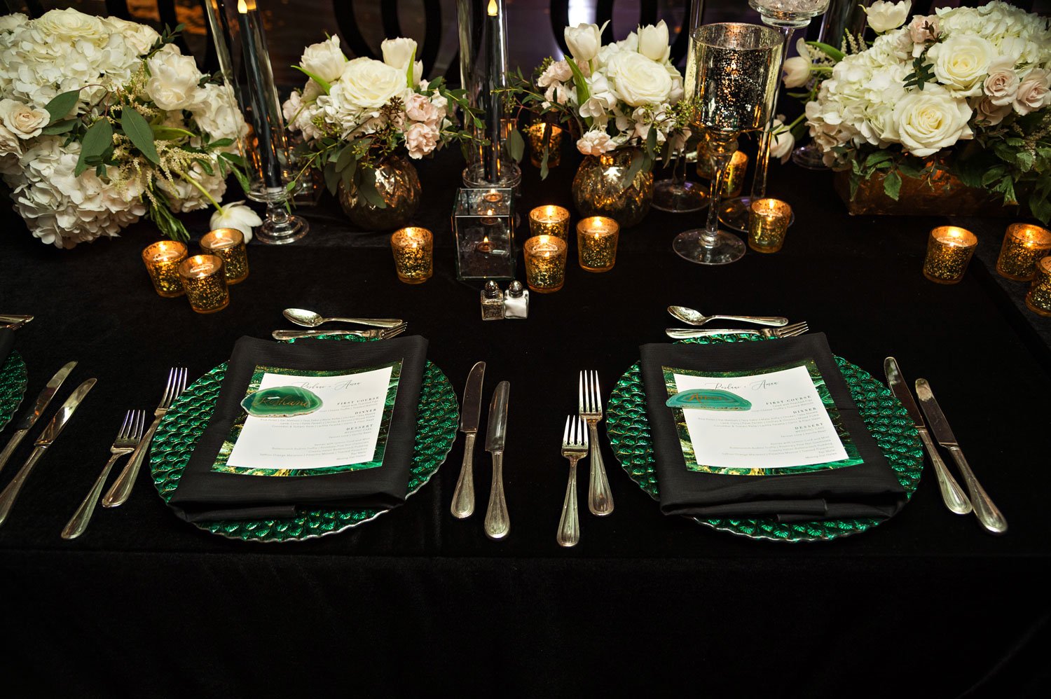 Black + Emerald Place Settings