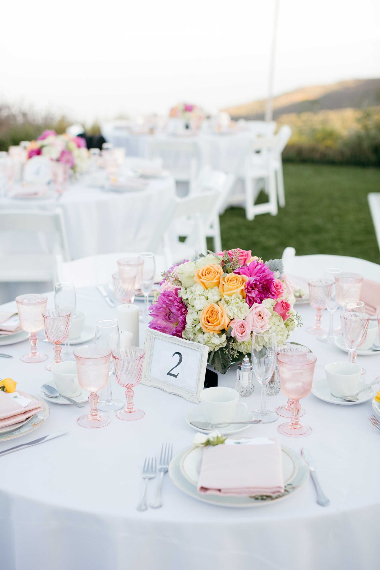 Pastel Table Setting with Low Centerpiece