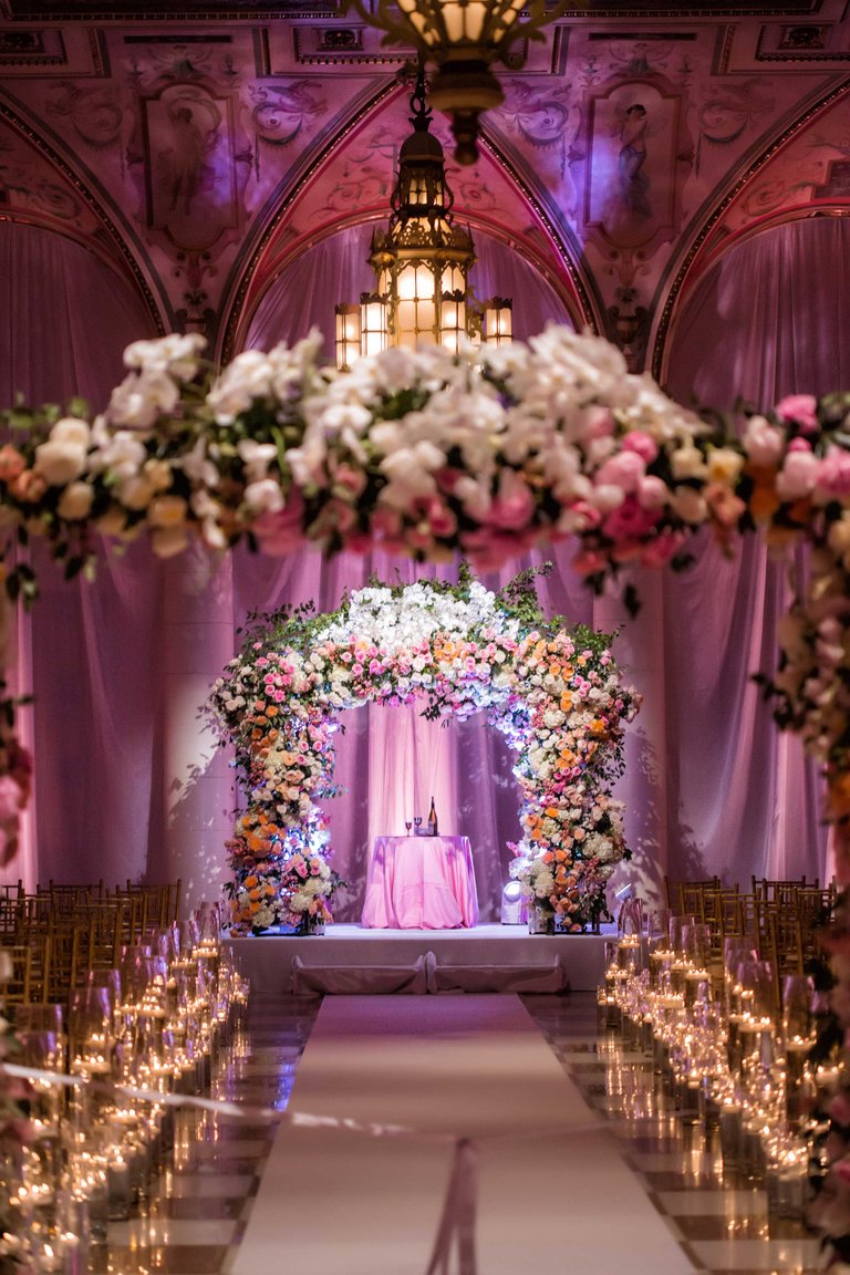 Flower Arches at Ballroom Ceremony