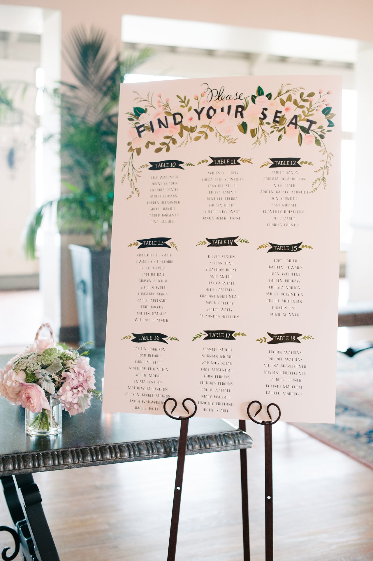 Seating Chart with Floral Details