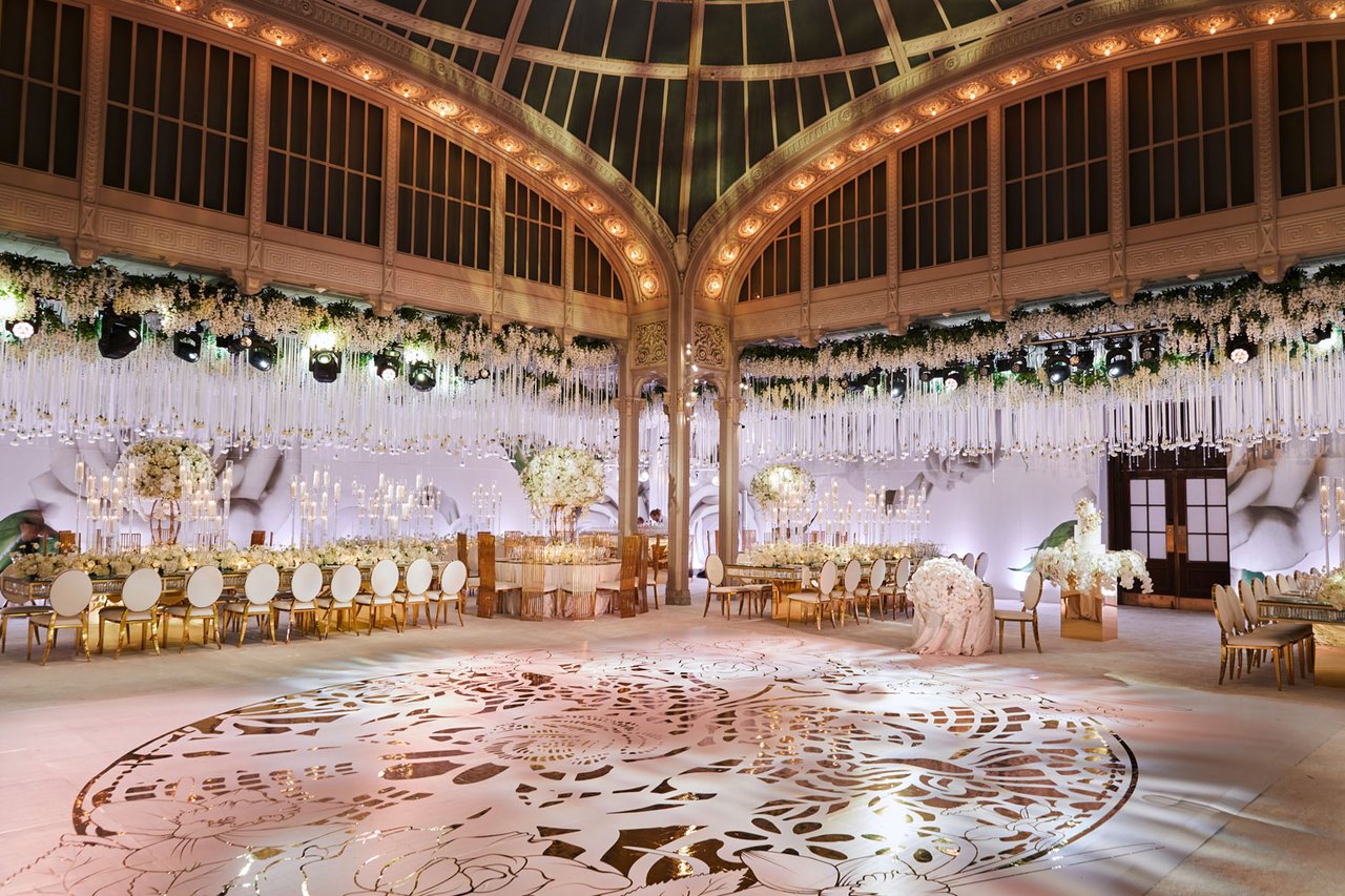 Circular Gold Design on Dance Floor