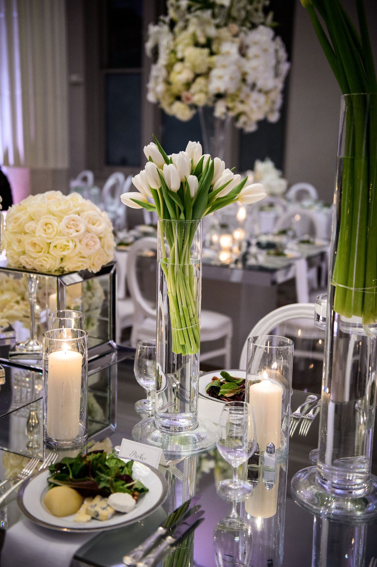Dinner Served at Mirror Table
