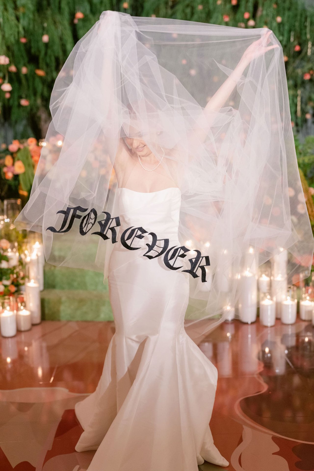 Bride with Modern "Forever" Veil