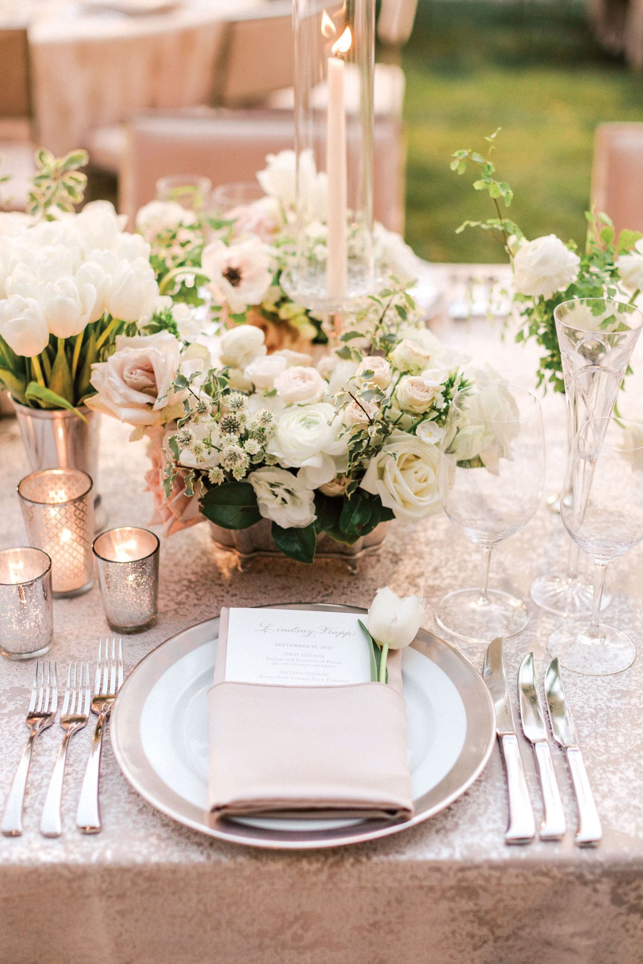 Elegant Place Setting at Outdoor Wedding