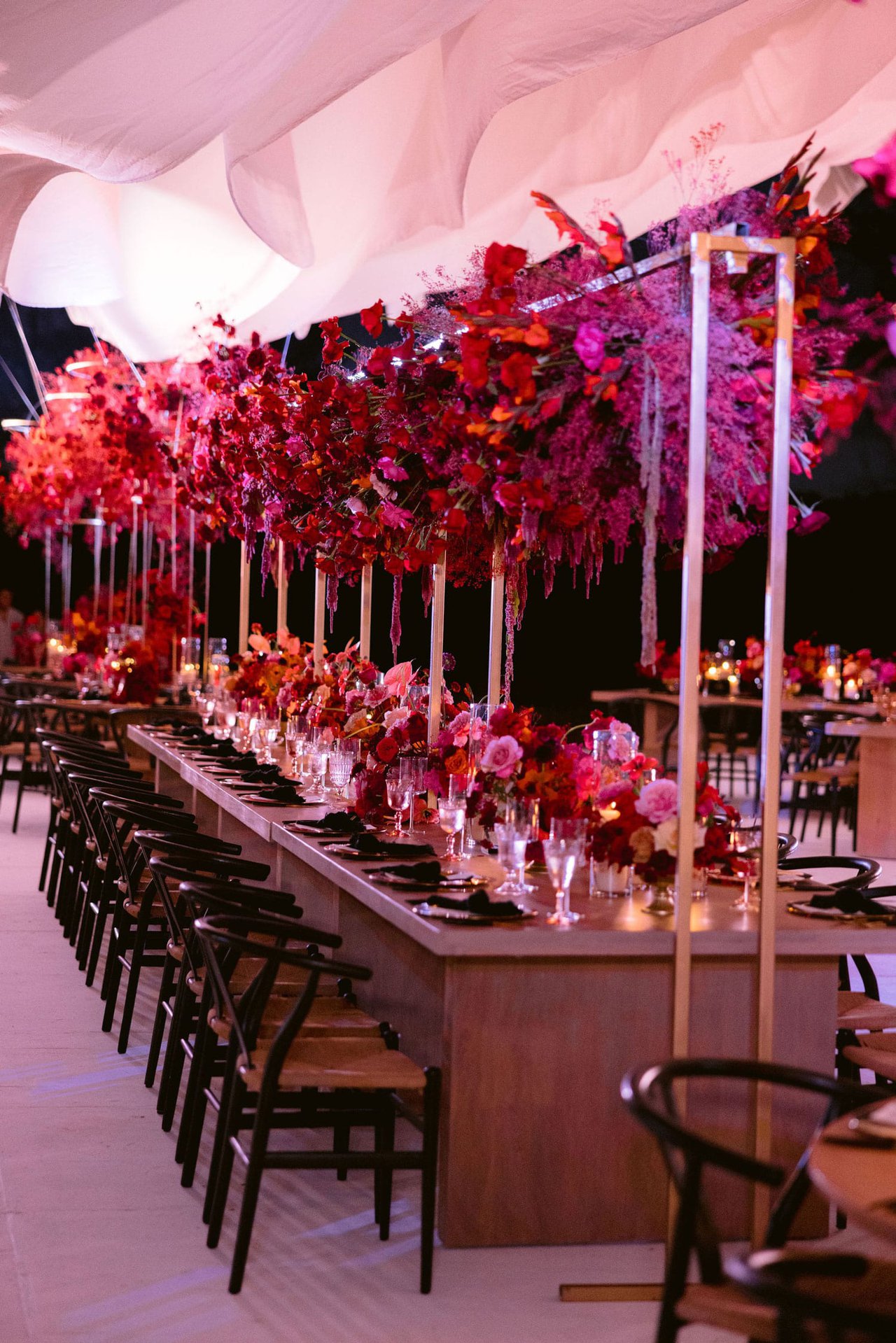 Bold Wedding Reception Long Tablescape