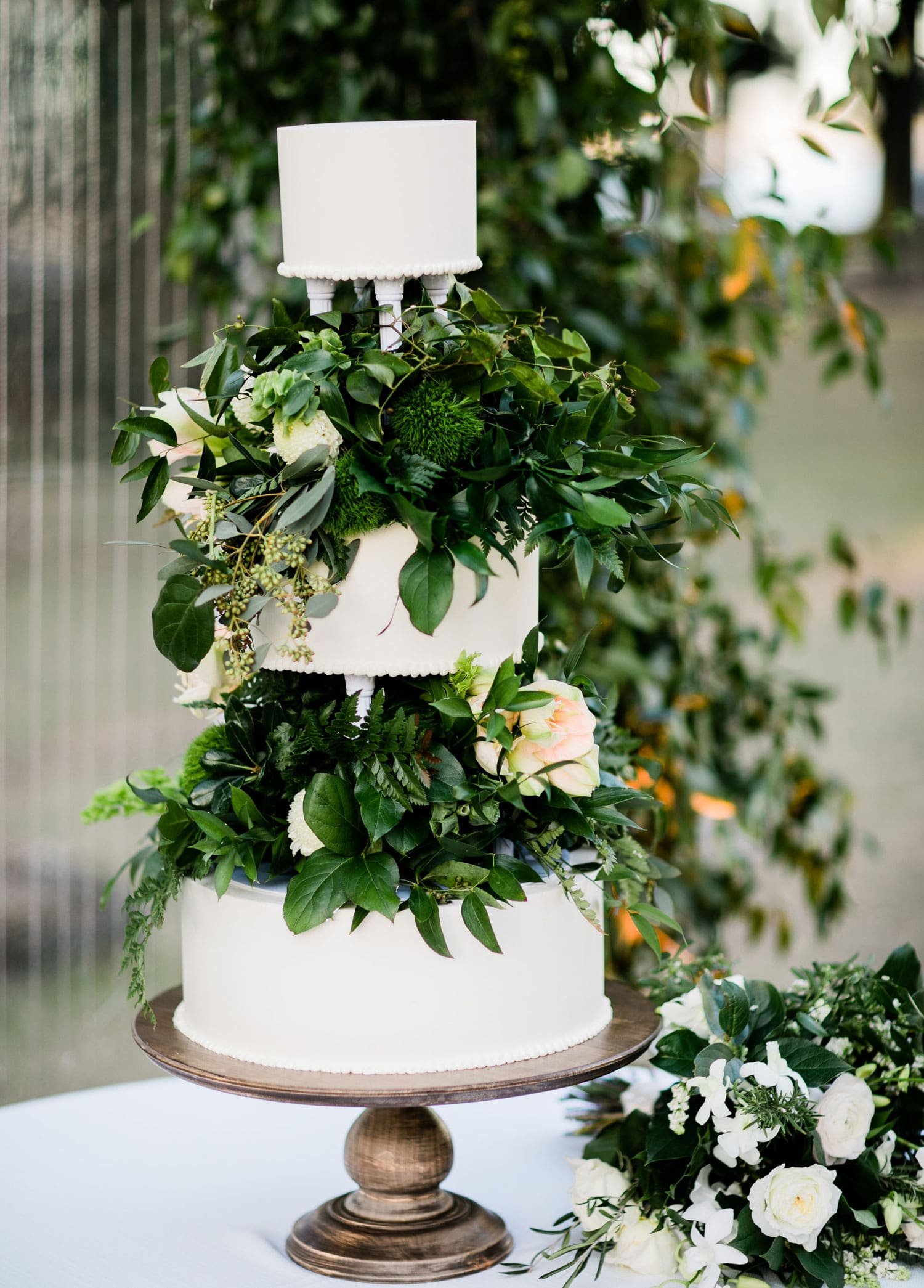 Wedding Cake with Greenery Tiers