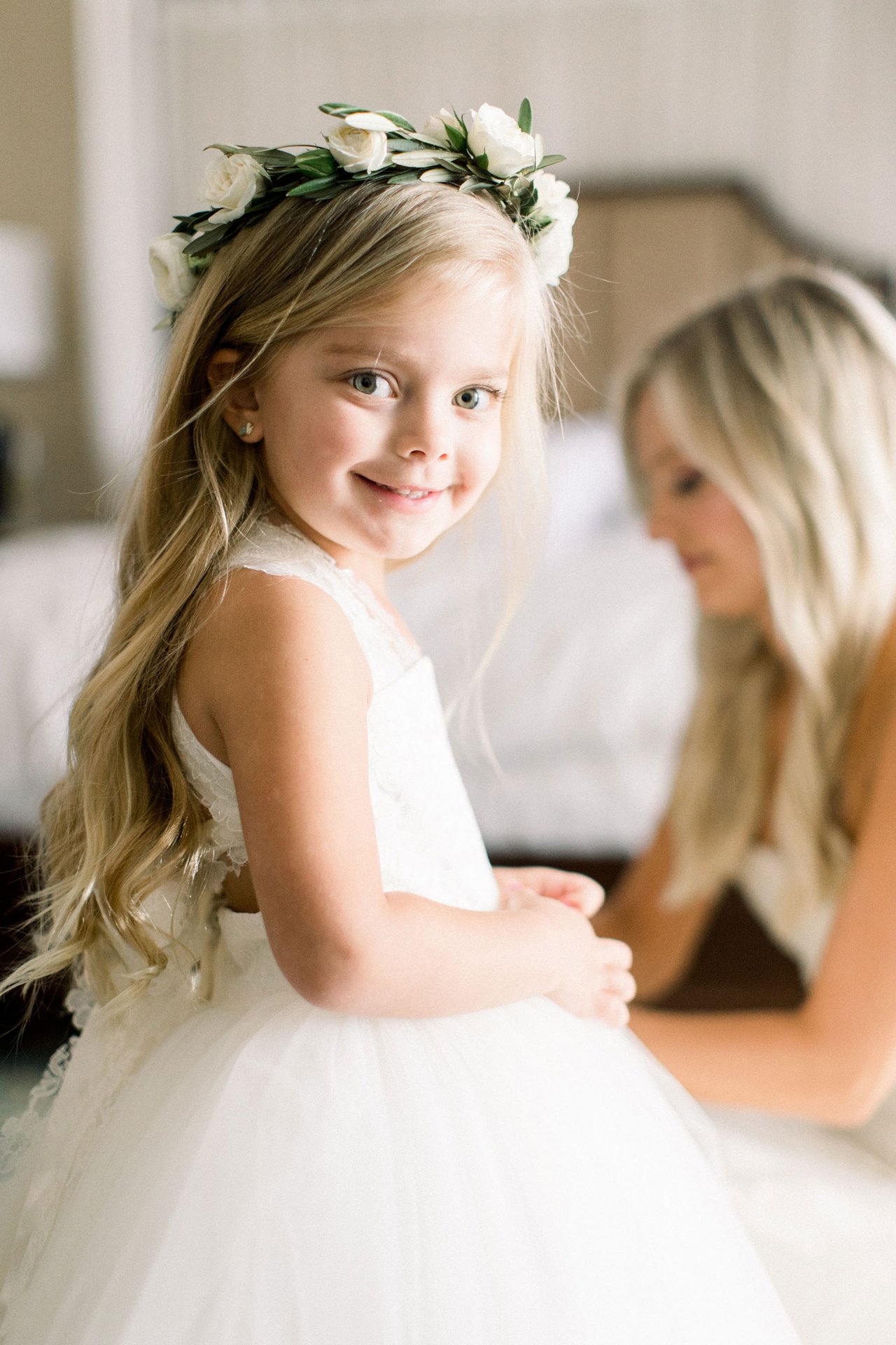 Flower Girl with White Rose Crown