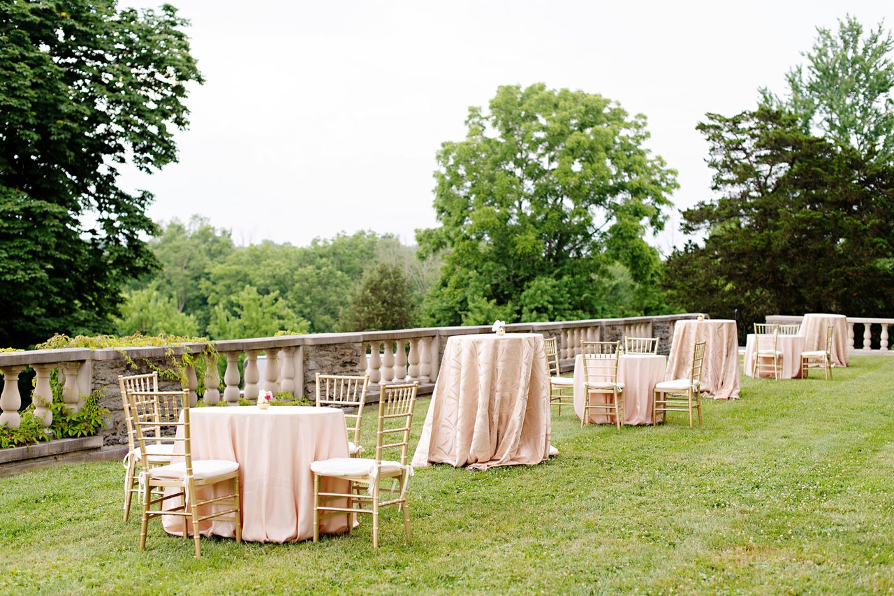 Blush Linens on Cocktail Hour Table
