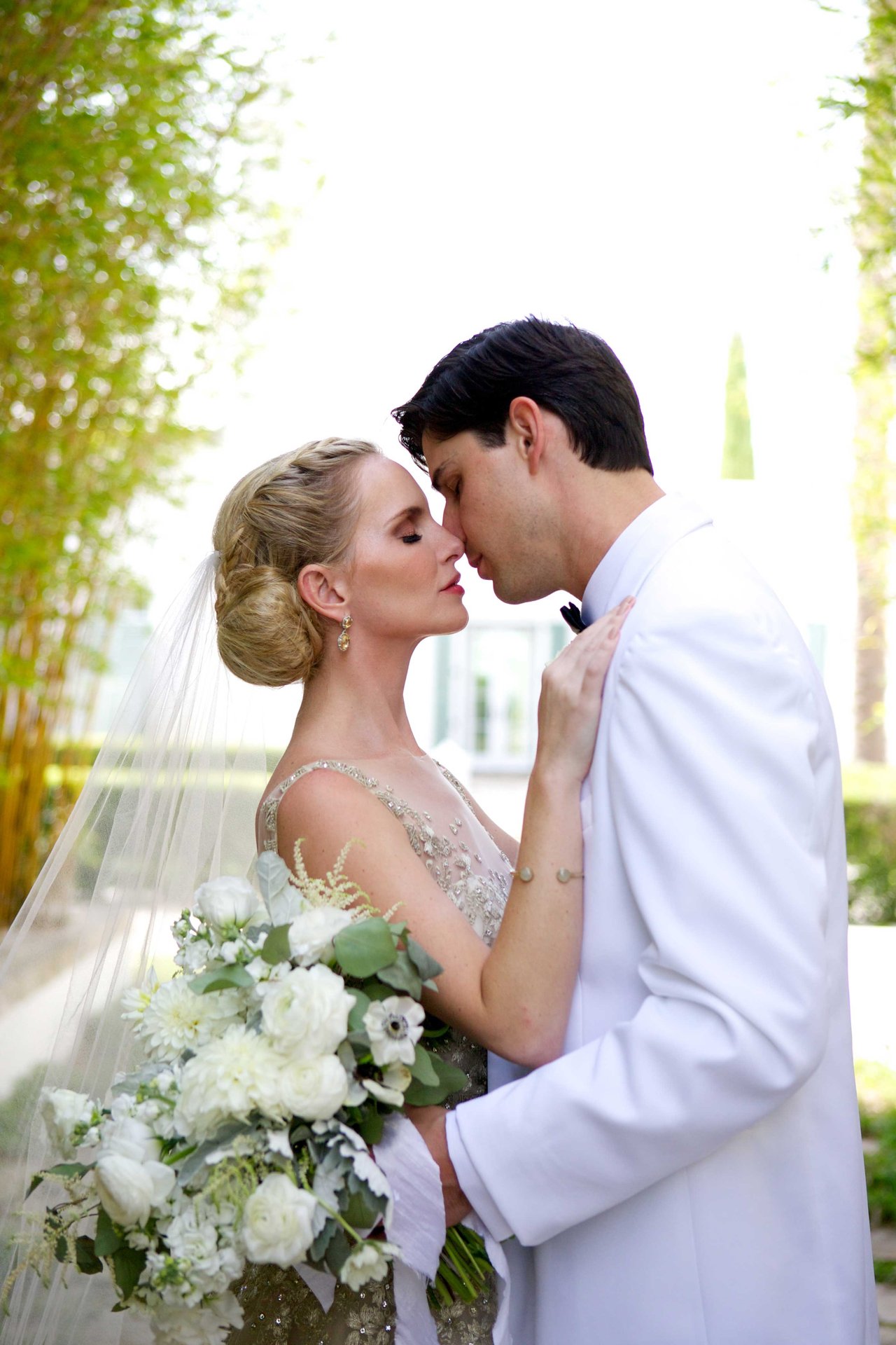 Couple in Close Embrace During First Look