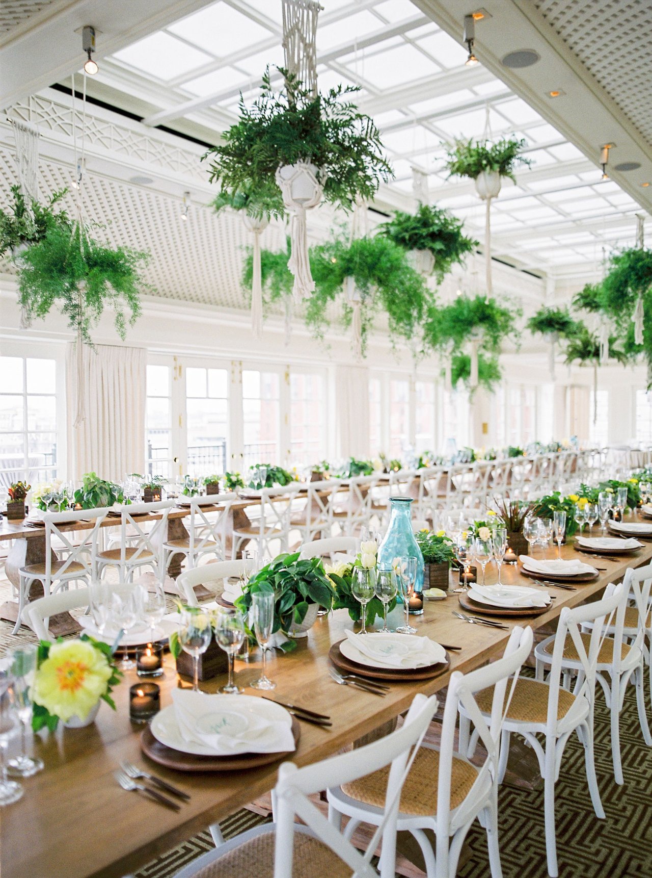 Wood Long Table with Low Arrangements