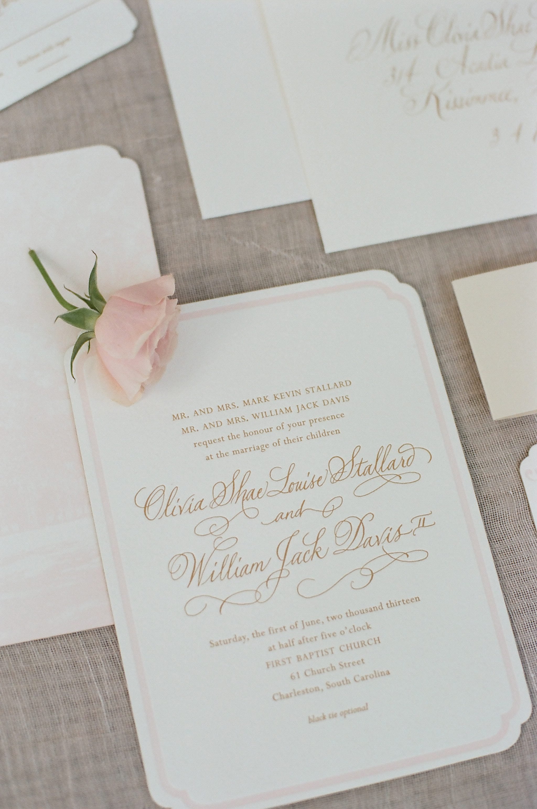 Invitations + More Photos - Letterpress Wedding Invitation with Pink ...