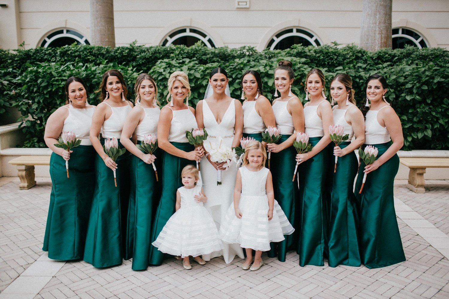 Bridesmaids in Two-Piece Ensembles