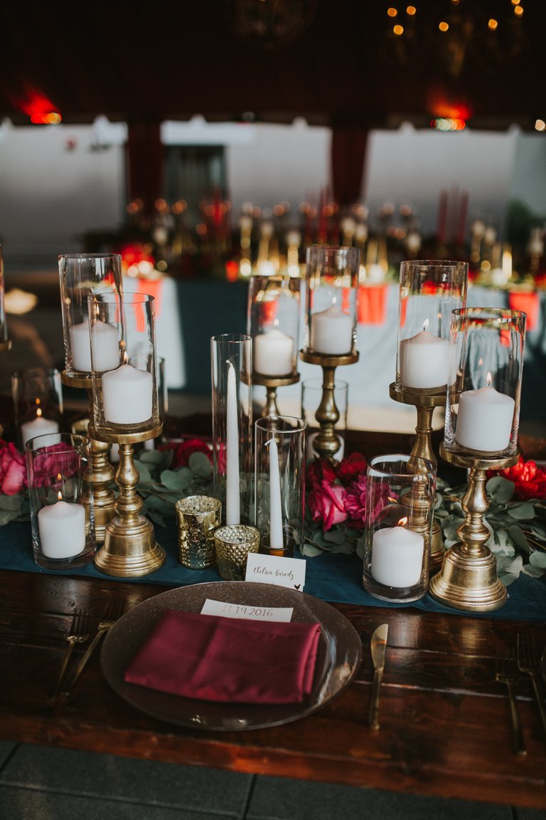 Arrangement of Candles on Long Table