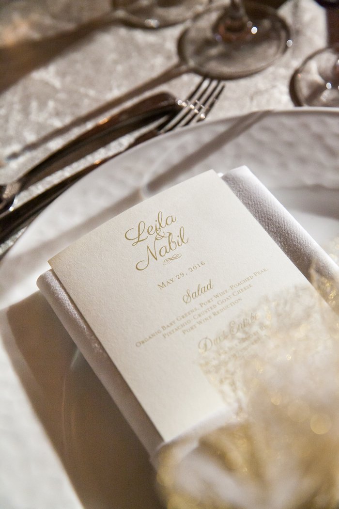 Classic Champagne-Hued Reception Menu