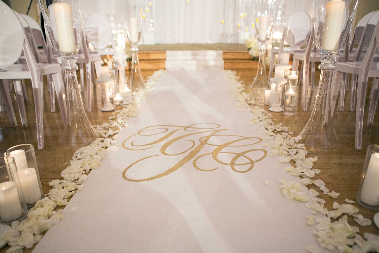 Custom Gold Monogram Aisle Runner