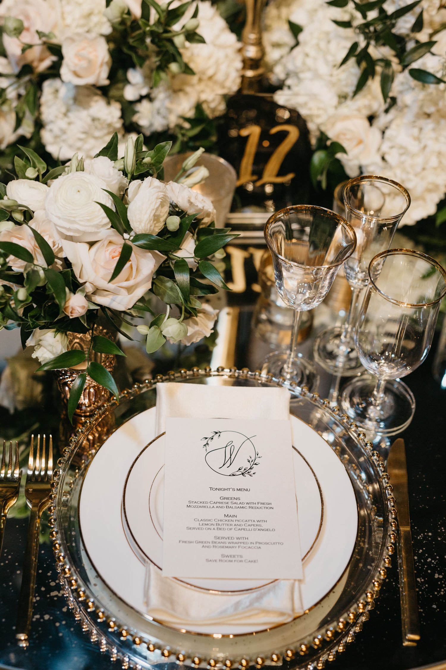 Elegant Black & Gold Place Setting