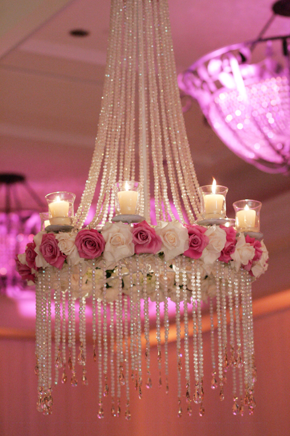 Crystal Chandelier with Roses