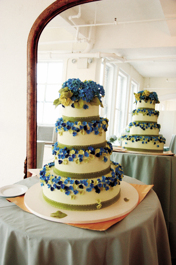 Blue and Green Wedding Cake