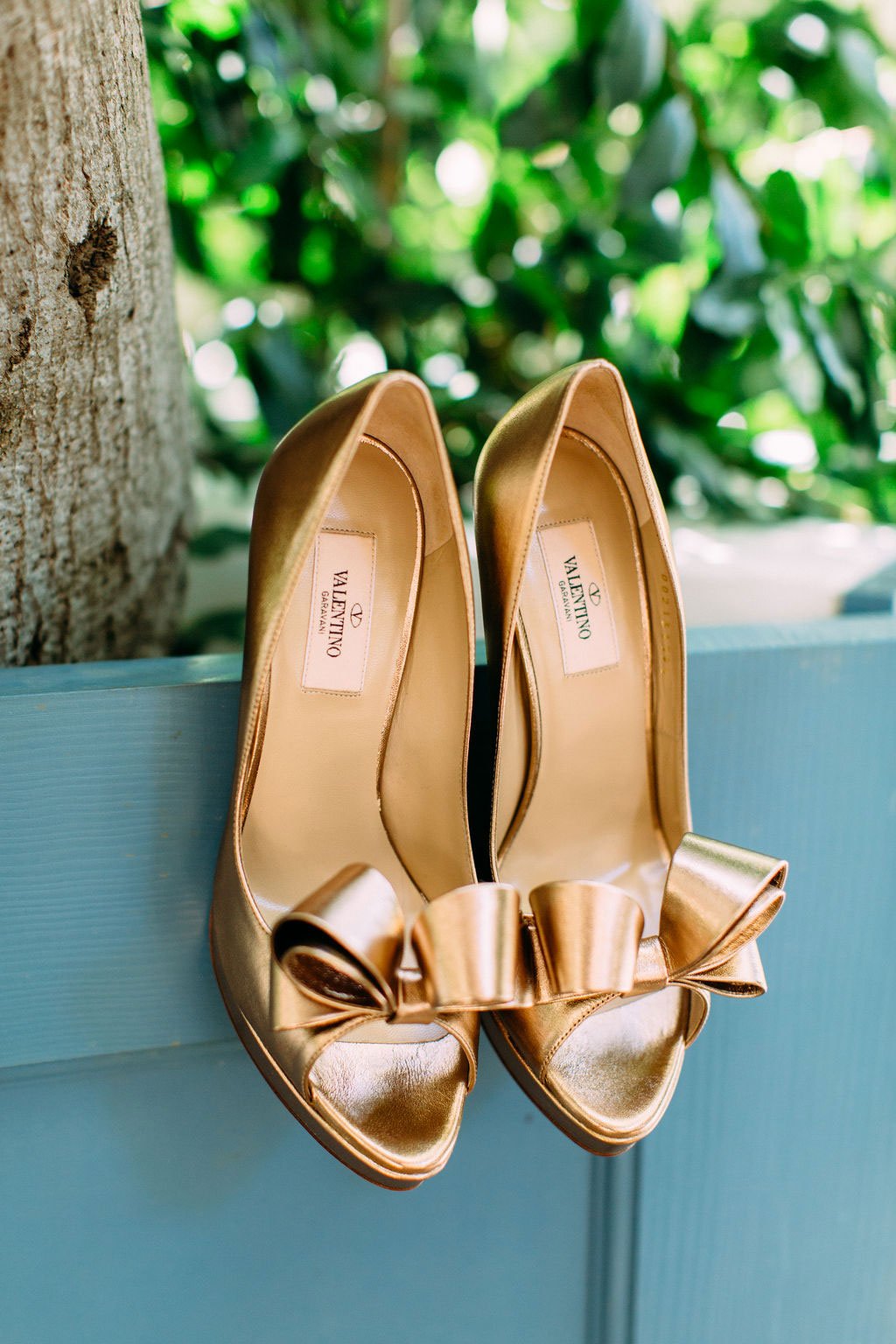 Gold Metallic Bridal Heels with Bows