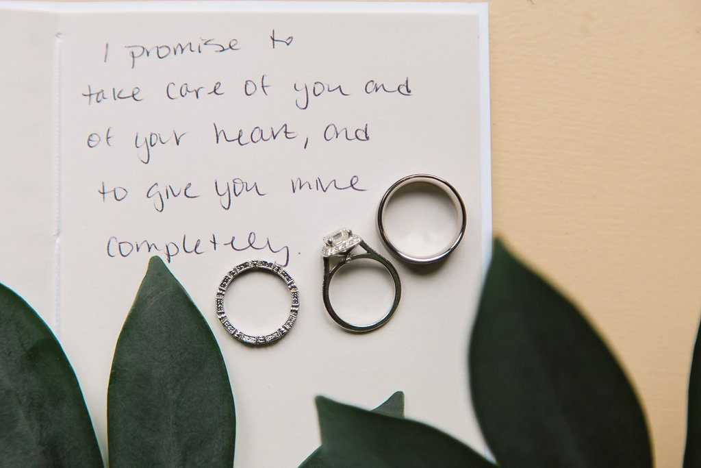 Wedding Rings Displayed on Handwritten Note