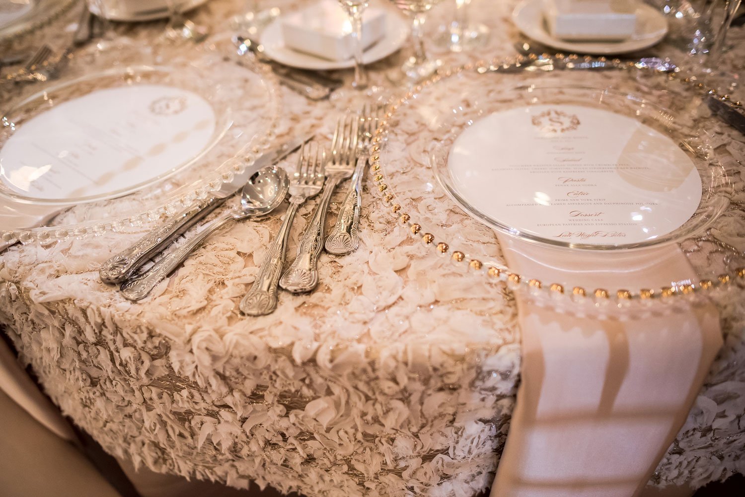 Close Up of Textured Wedding Linen