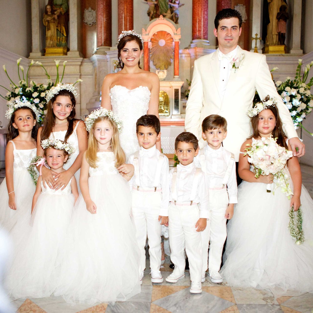 Bride and Groom with Children in Bridal Party