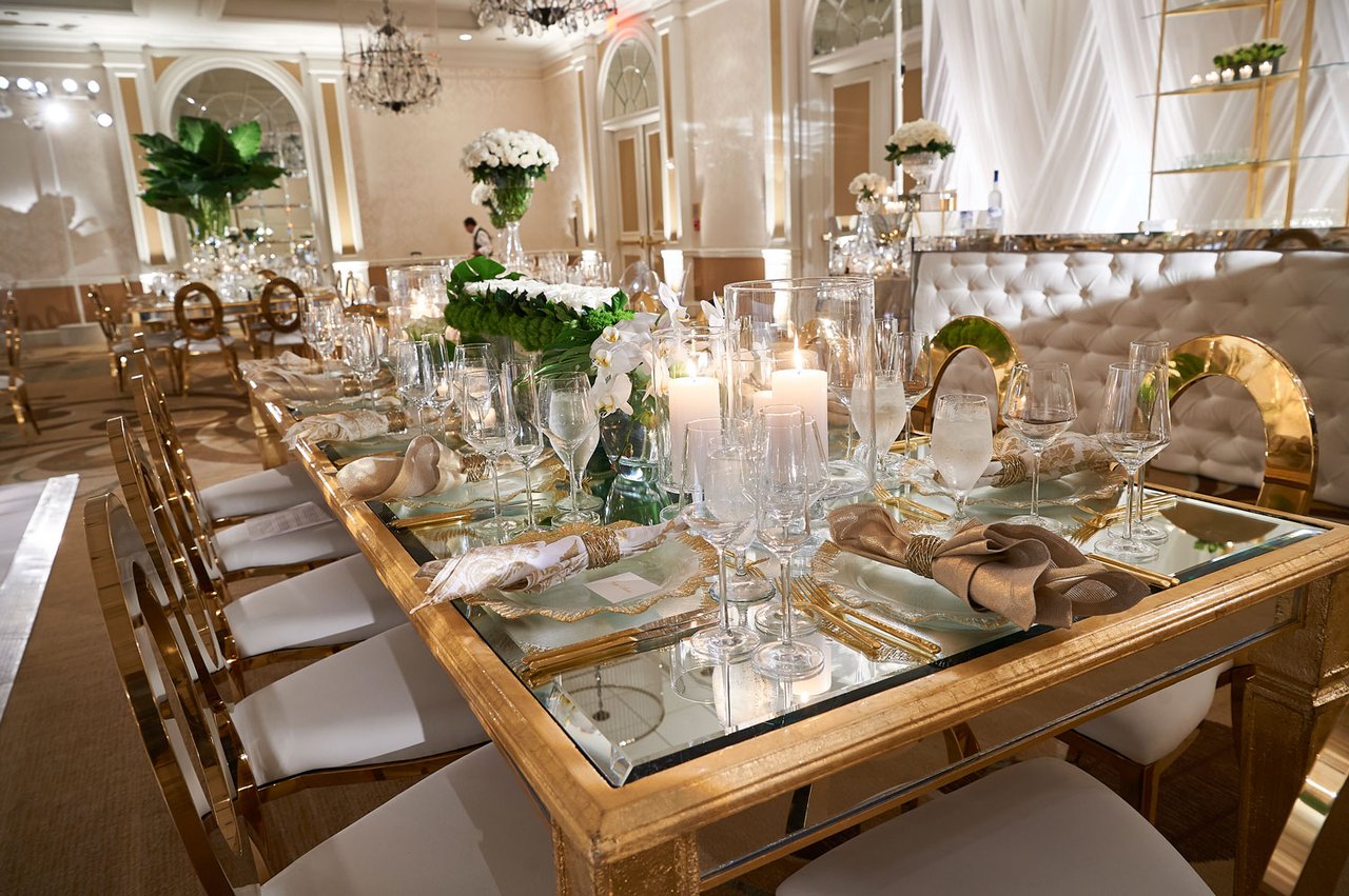 Gold & Glass Reception Table