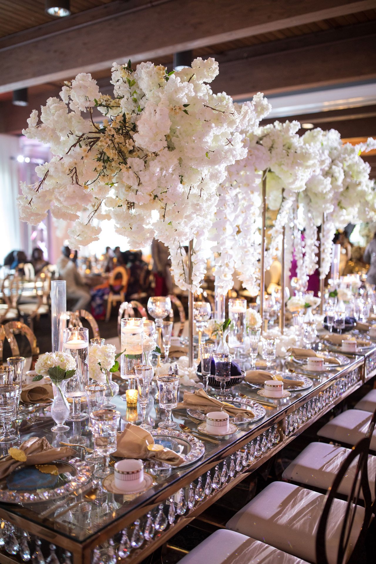 Crystal-Embellished Long Reception Table