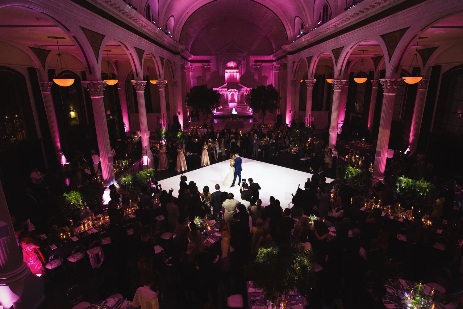 Bride & Groom in Center of Dance Floor