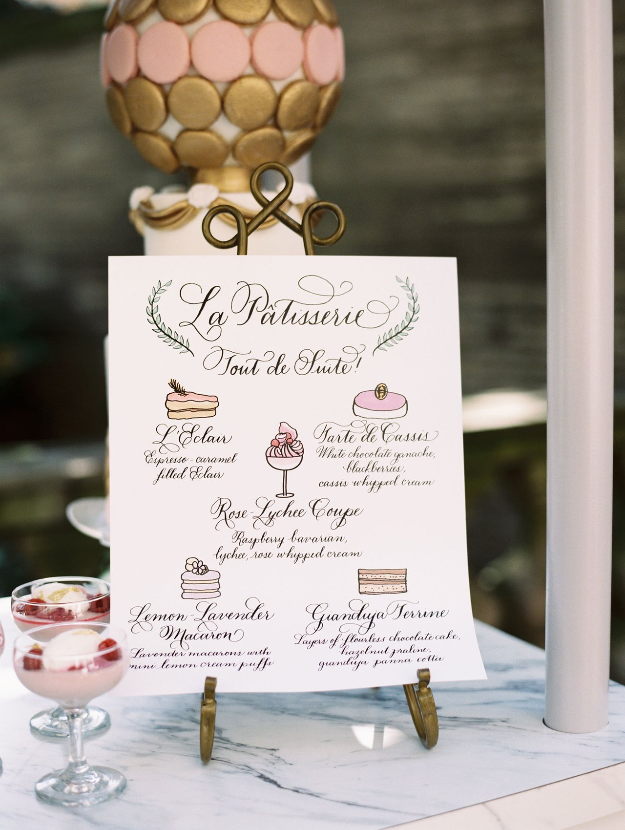 Wedding Pastry Menu with Illustrations