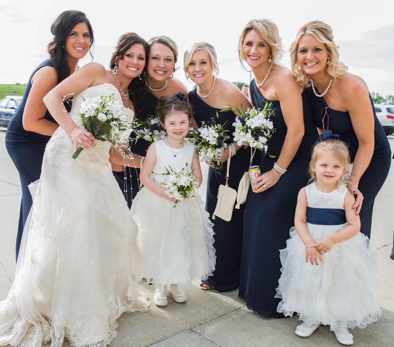 Bridesmaids with Two Flower Girls