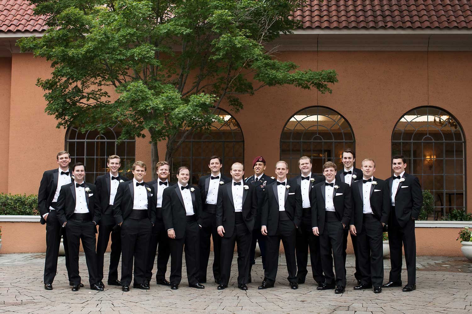 Groom with Large Group of Groomsmen