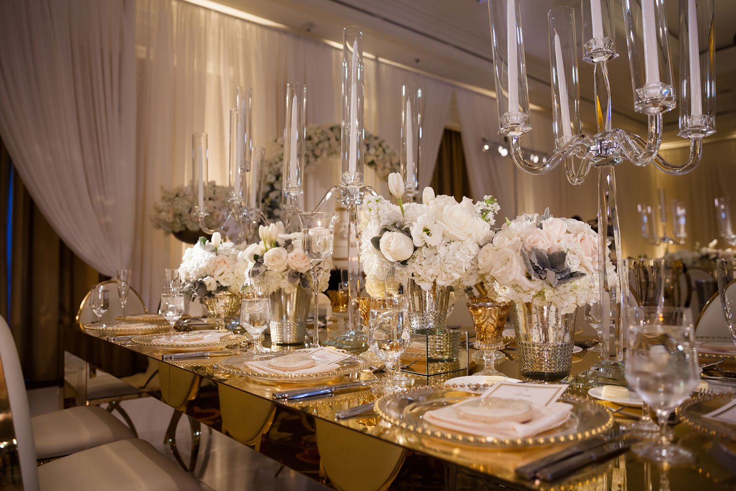 Gold Mirror Reception Table