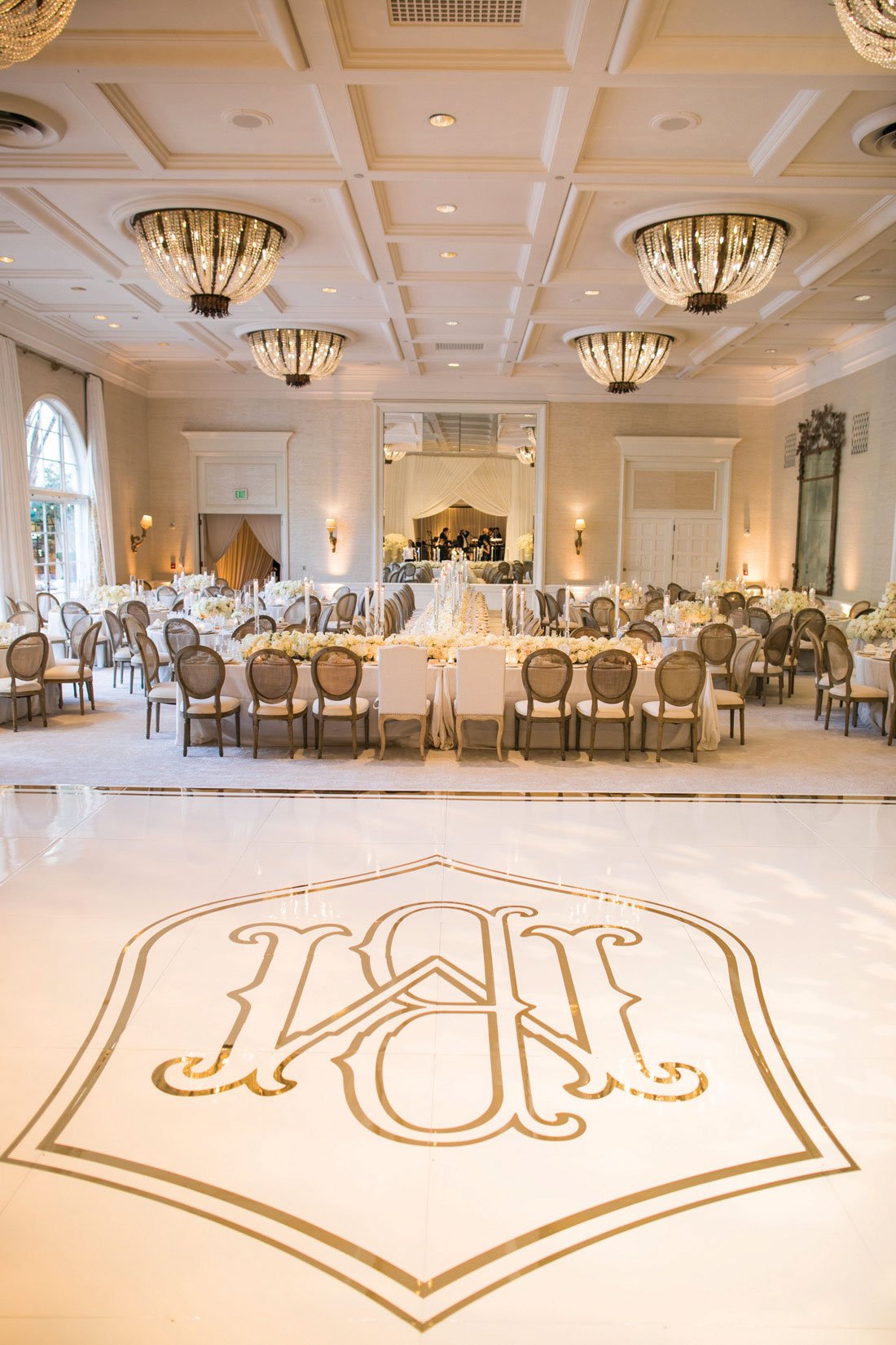 Gold Monogram on Dance Floor