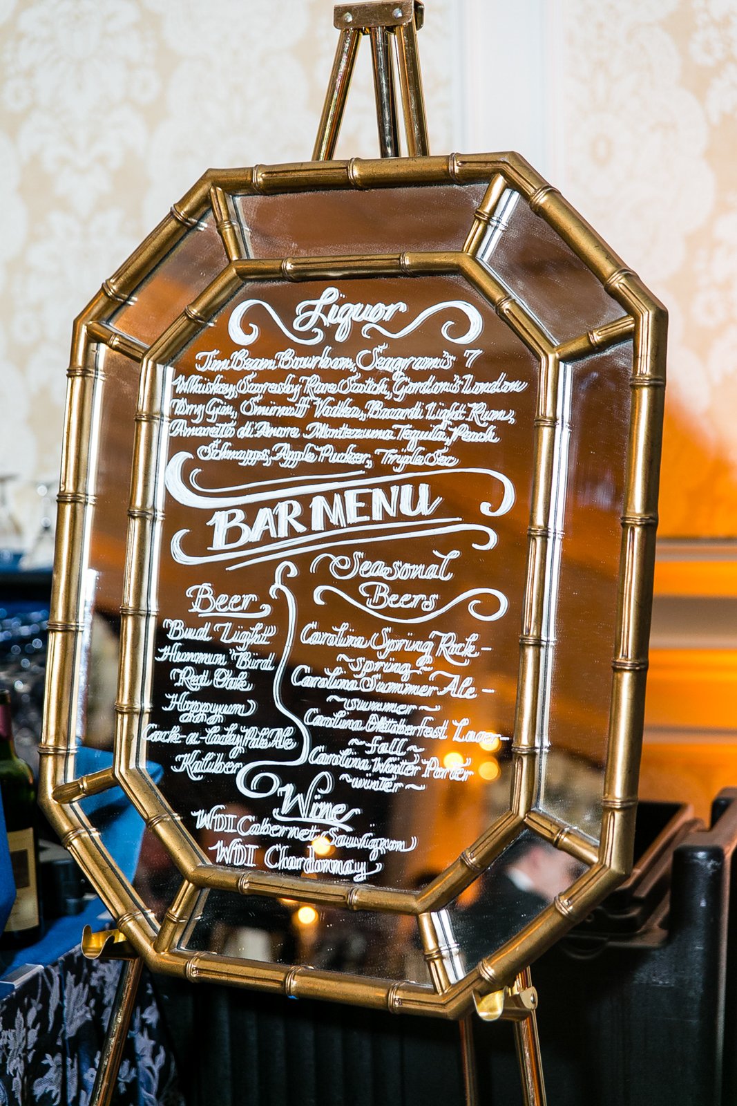 Gold Mirror Bar Menu
