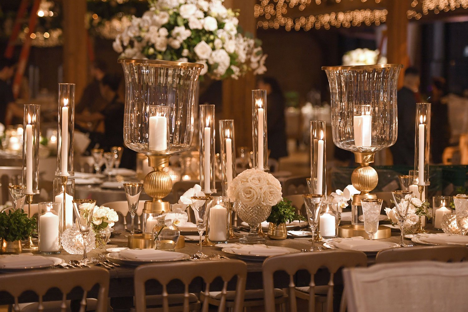 Gilt & Glass Candle Votives at Table