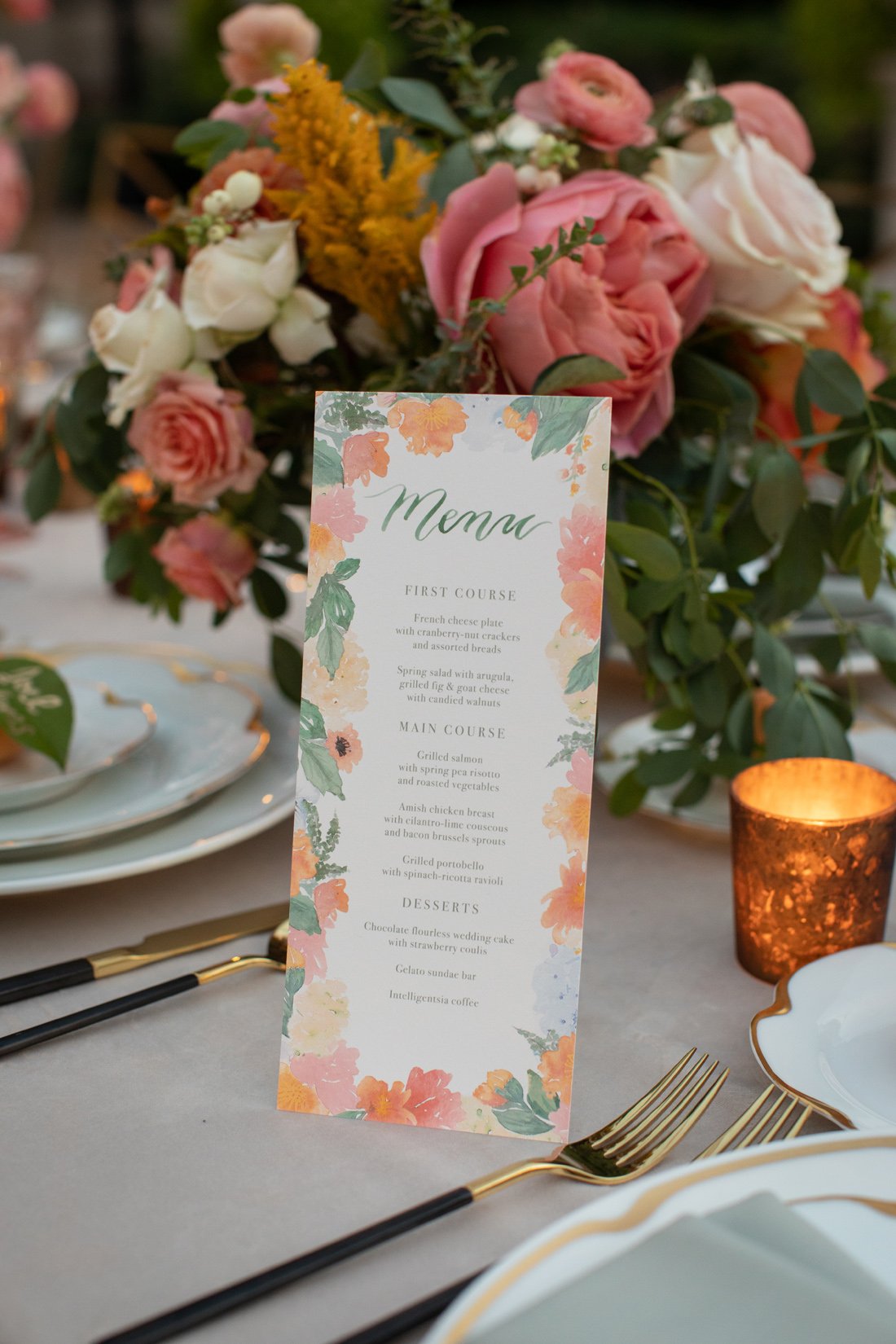 Menu with Floral Border