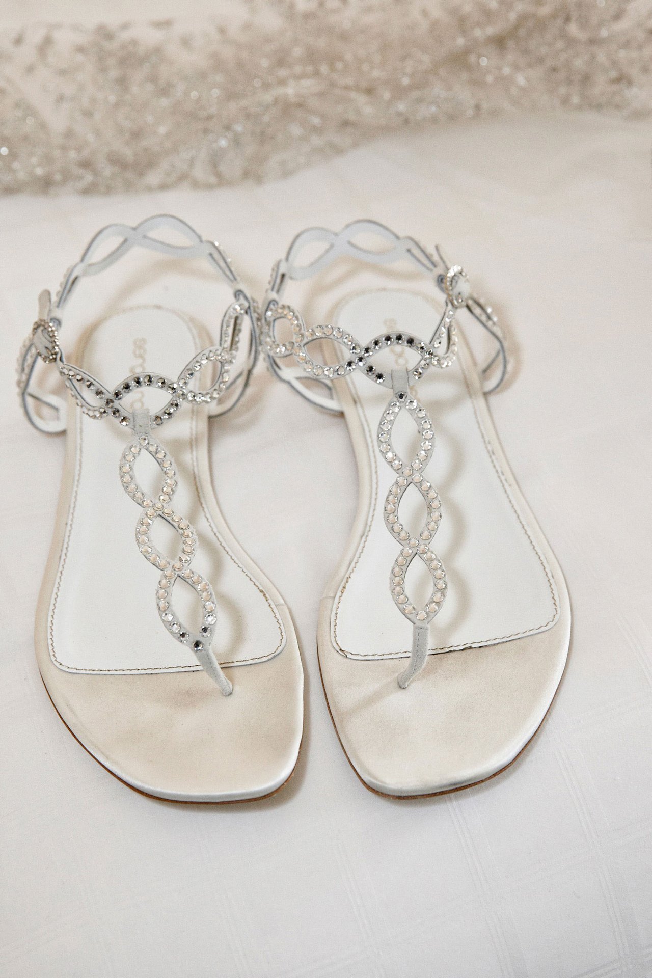 Ivory Sandals with Rhinestones