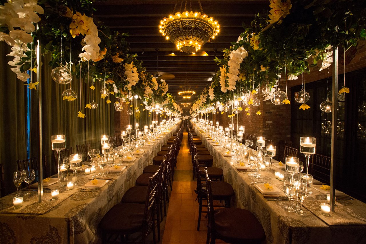 Long Reception Tables & High Centerpieces