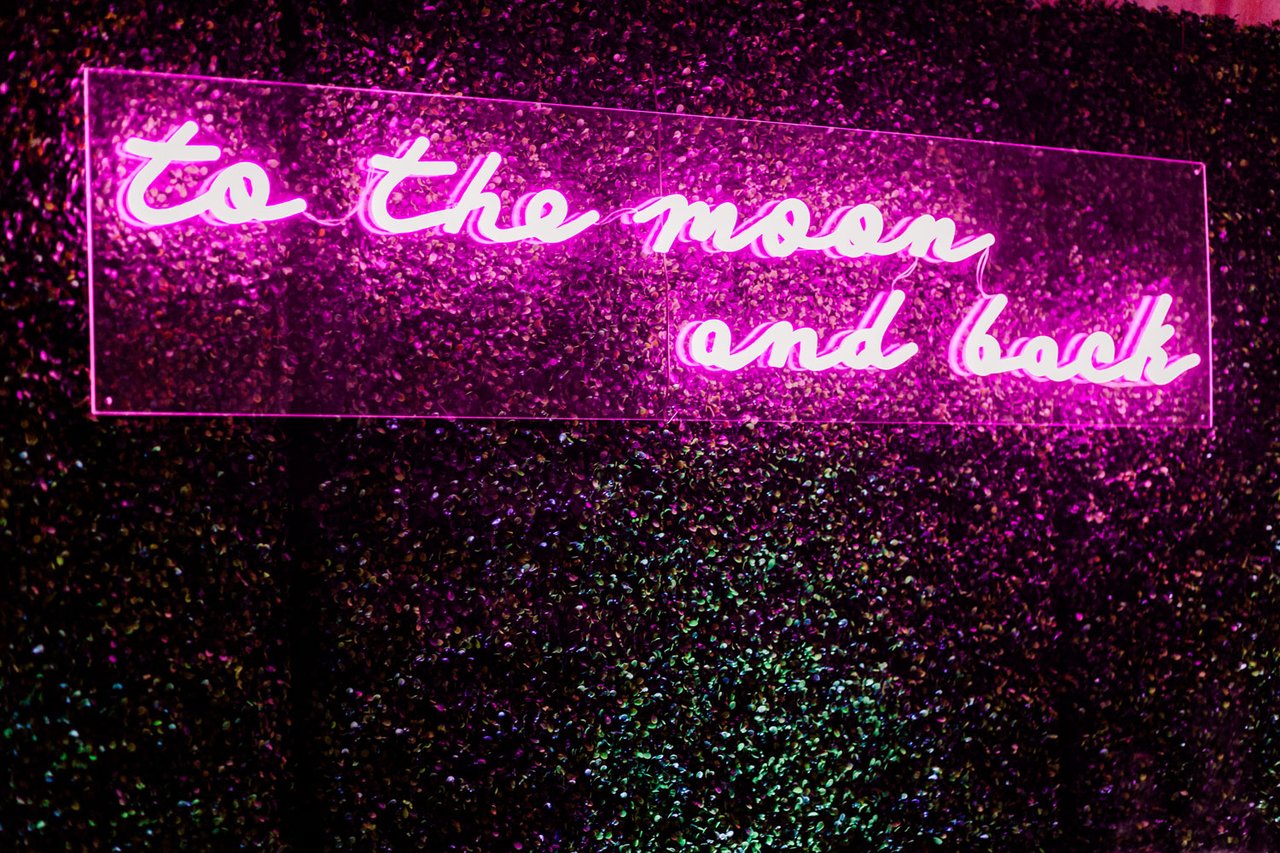 Hot Pink Neon Sign at Wedding