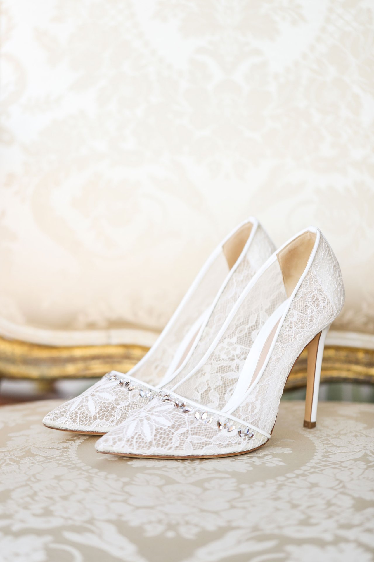 White Lace Wedding Pumps