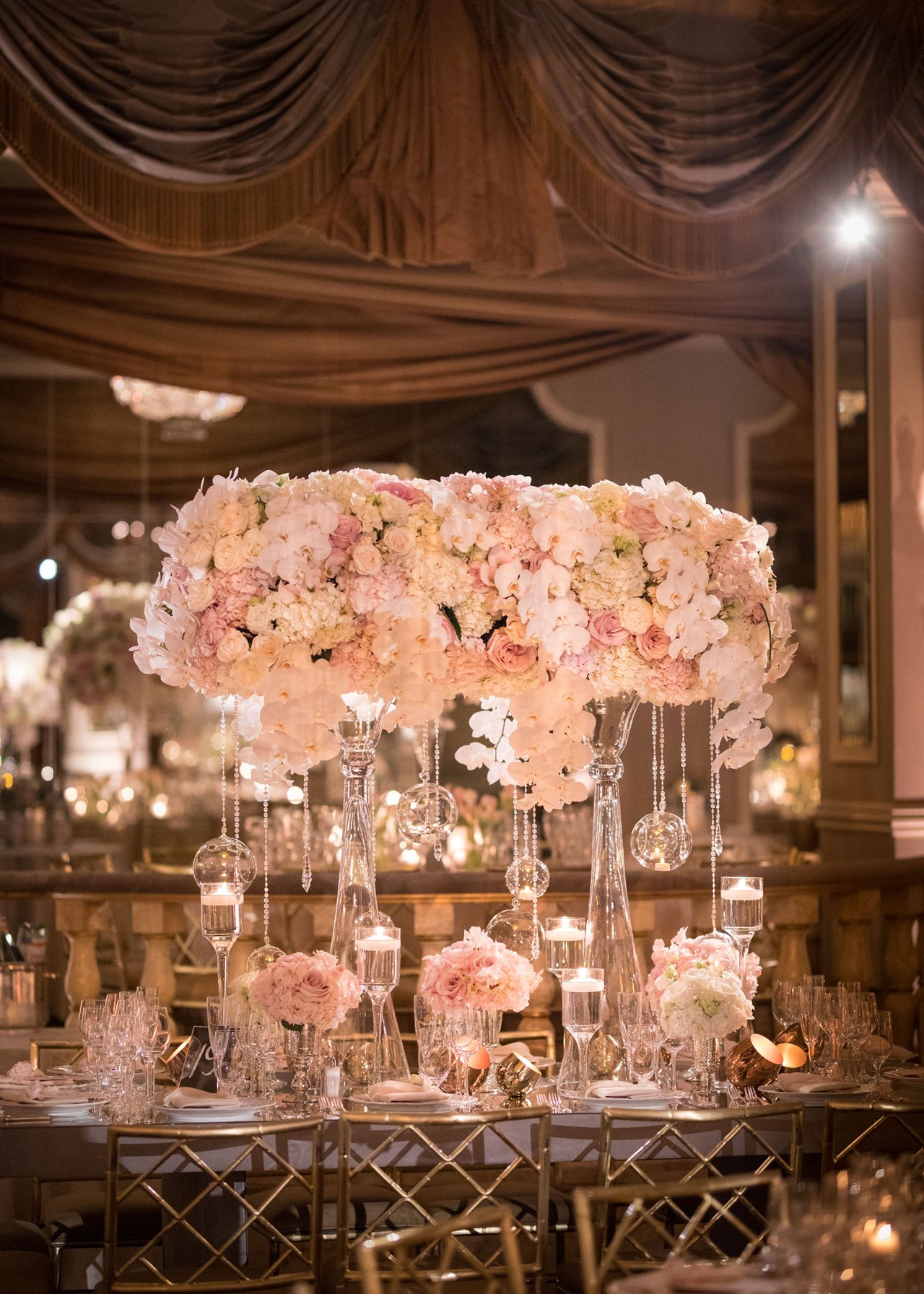 Lush Centerpiece with Glass Orbs