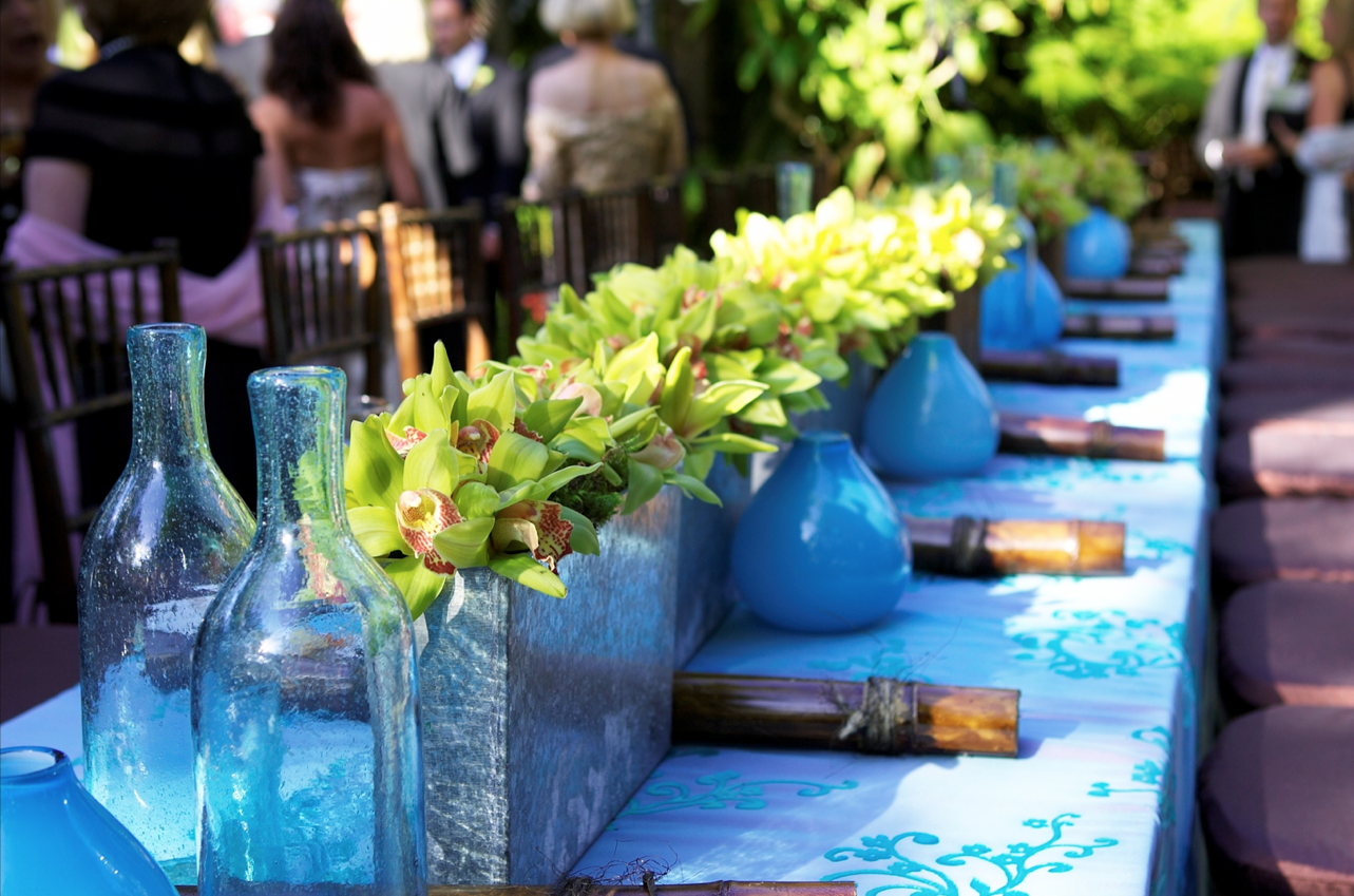 Blue and Green Tablescape