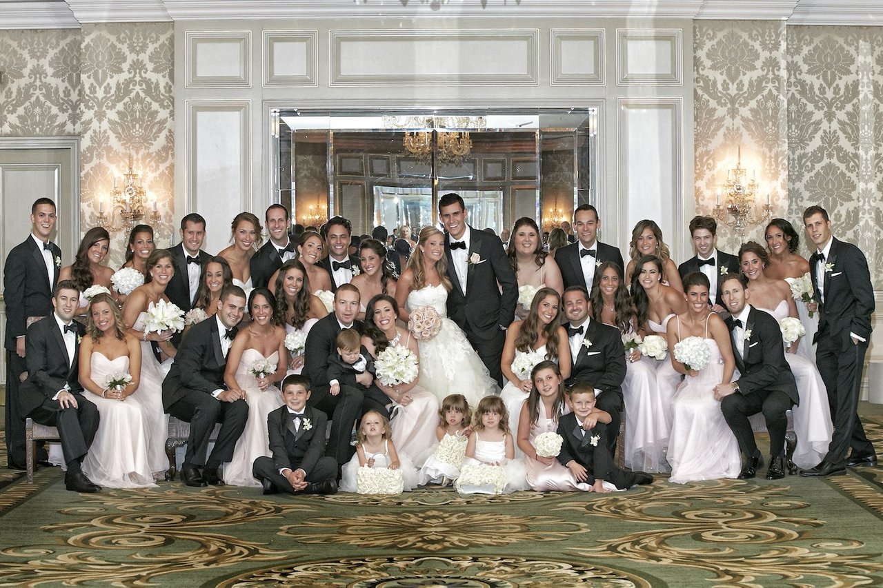 Guests + Family Photos - Large Wedding Party in Hotel - Inside Weddings