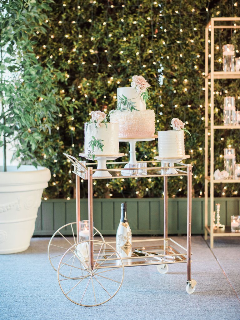 Wedding Cakes on Bar Cart